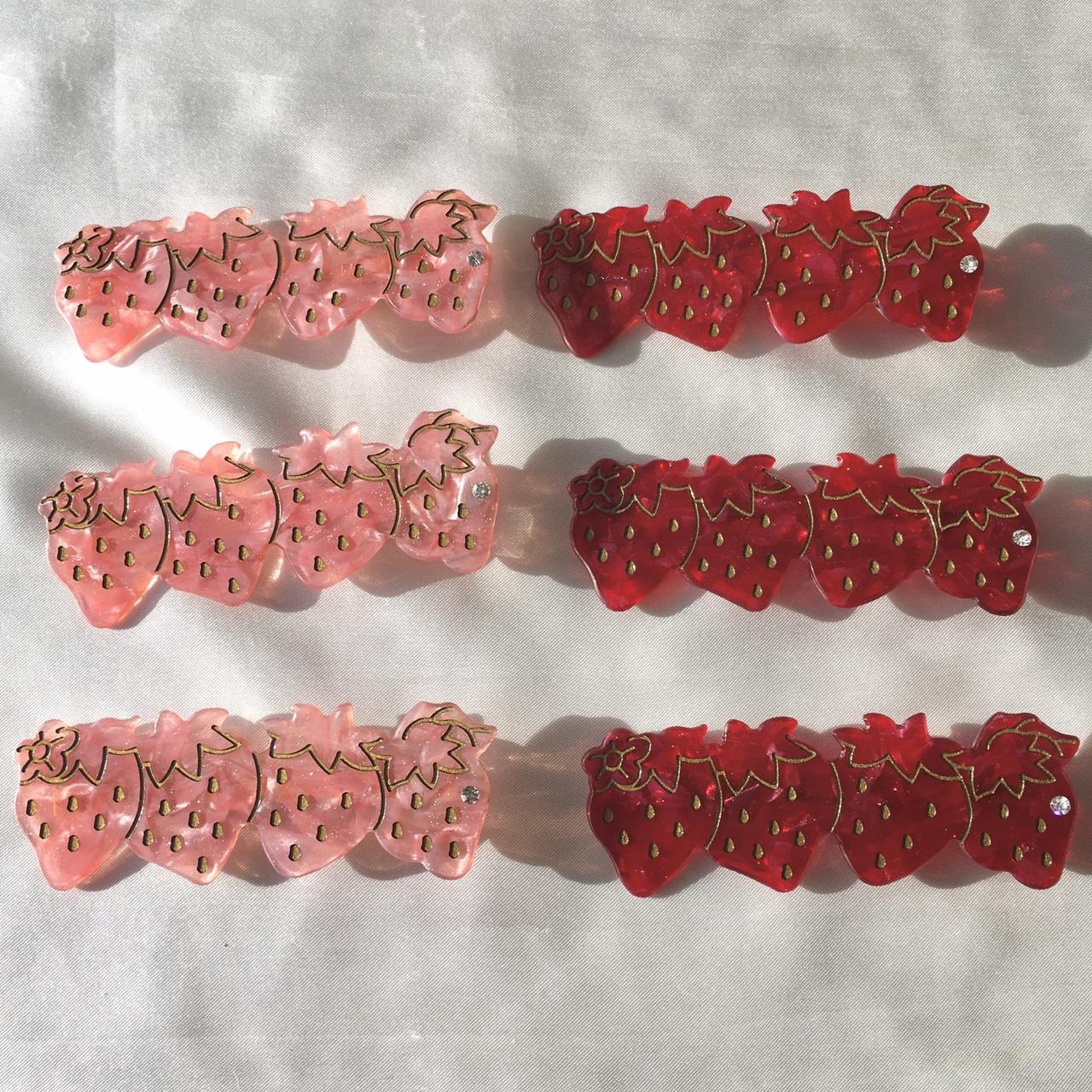 Acrylic strawberry hair clips $6 for each 5... - Depop