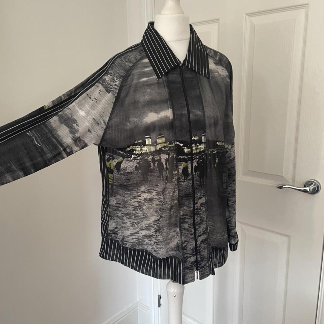 Vintage zip up mesh shirt graphic cityscape and... - Depop