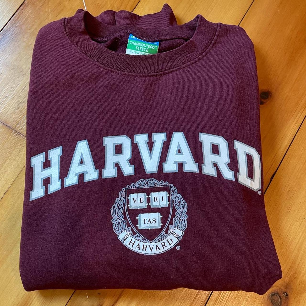 Small Harvard Crew Neck with small bleach stain on... - Depop