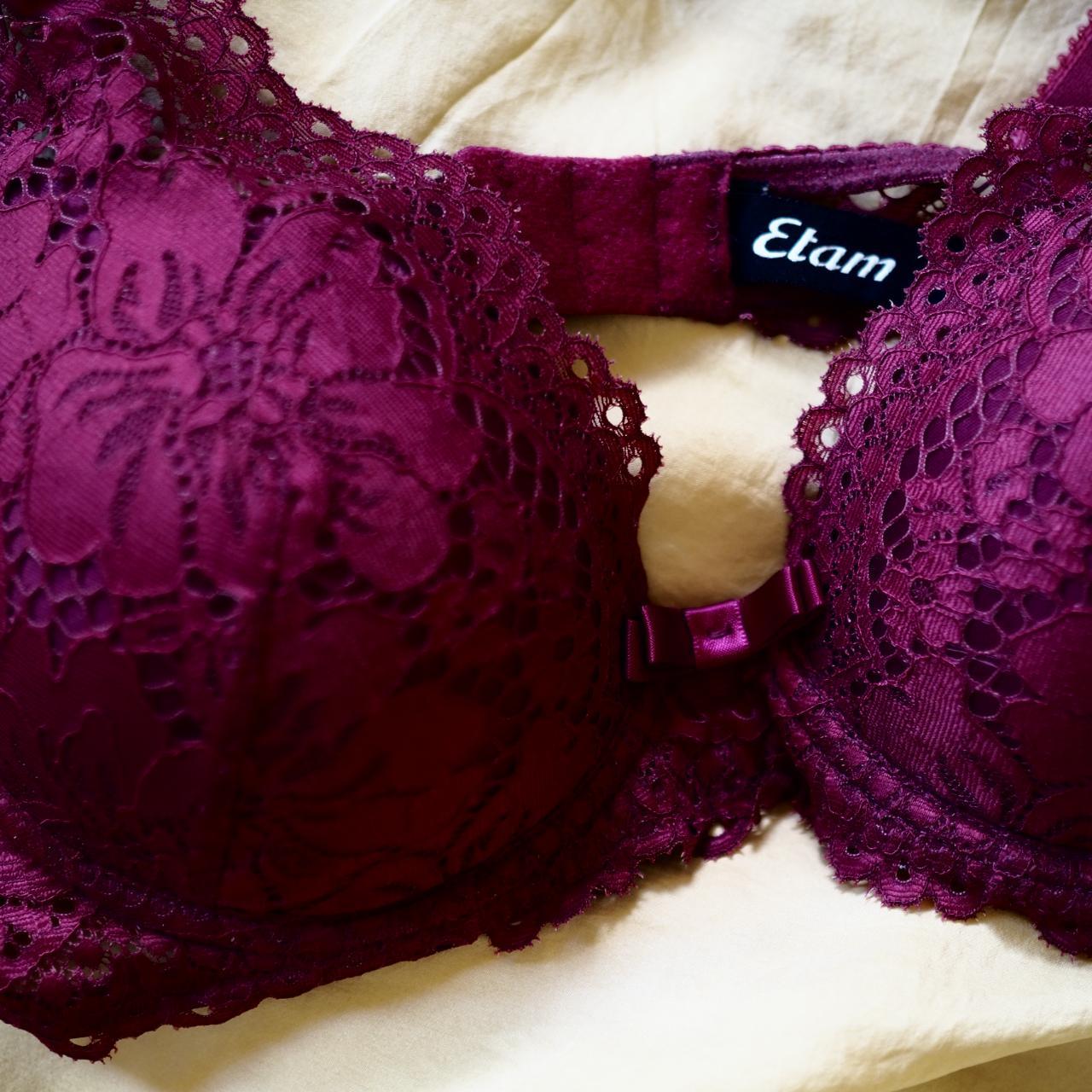 Etam lace bralette in red wine colour, size 70C (UK... - Depop
