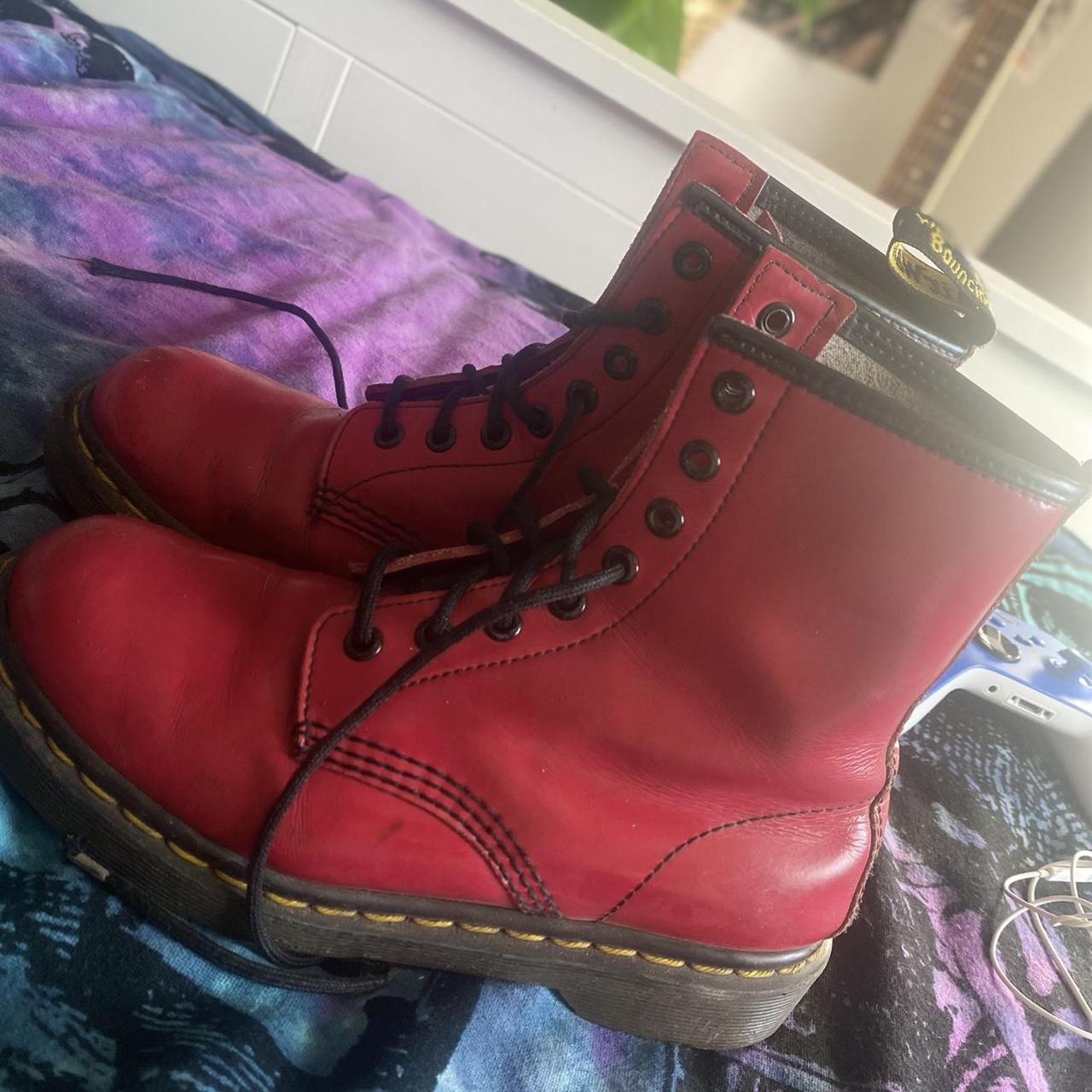 Patent Red Doc Martens size 3 Genuine Doc Marten... - Depop