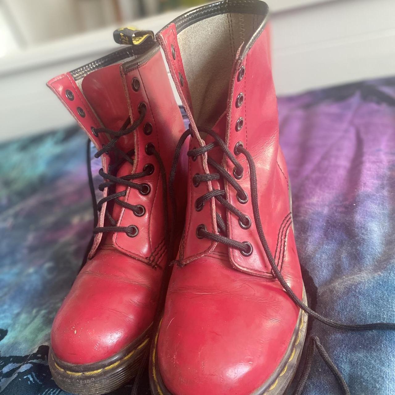 Patent Red Doc Martens size 3 Genuine Doc Marten... - Depop