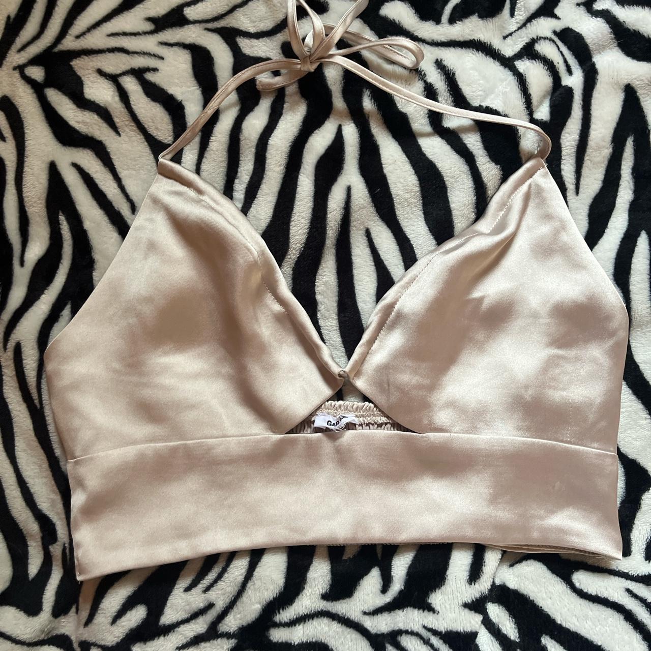 garage keyhole satin halter top tan/rosy color // ... - Depop