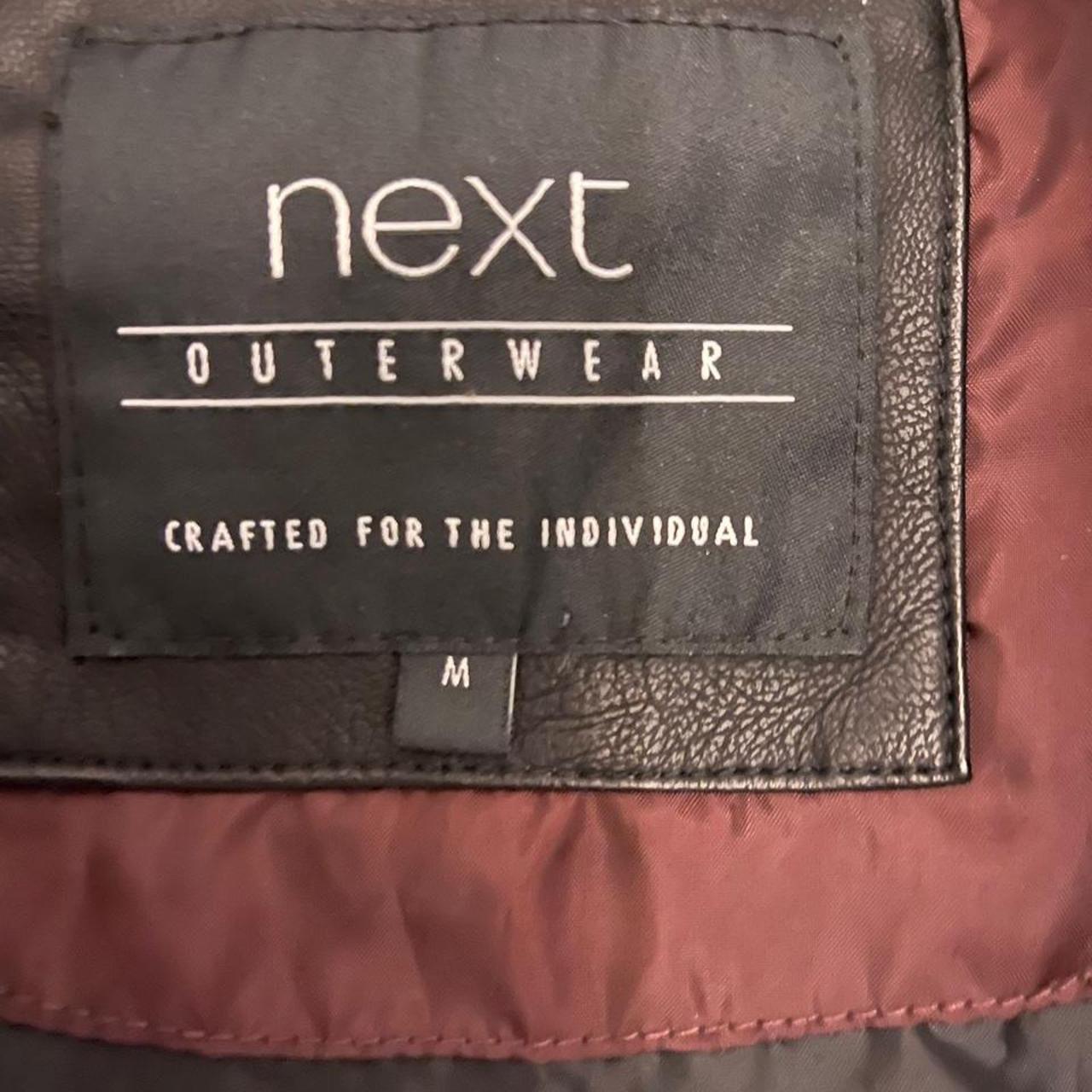 Next mens leather jacket size: M black - Depop