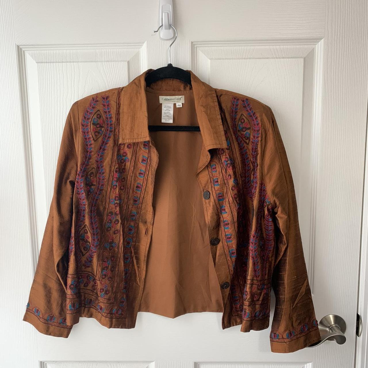 Embroidered Boho Jacket Size: petite medium, fits... - Depop