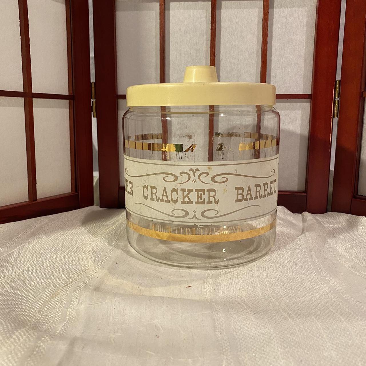 Vintage Pyrex The Cracker Barrel Glass Canister Jar... - Depop