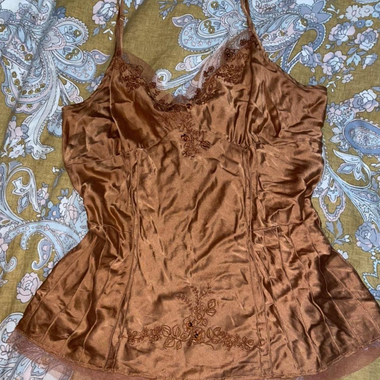 sports girl burnt orange satin singlet it’s... - Depop