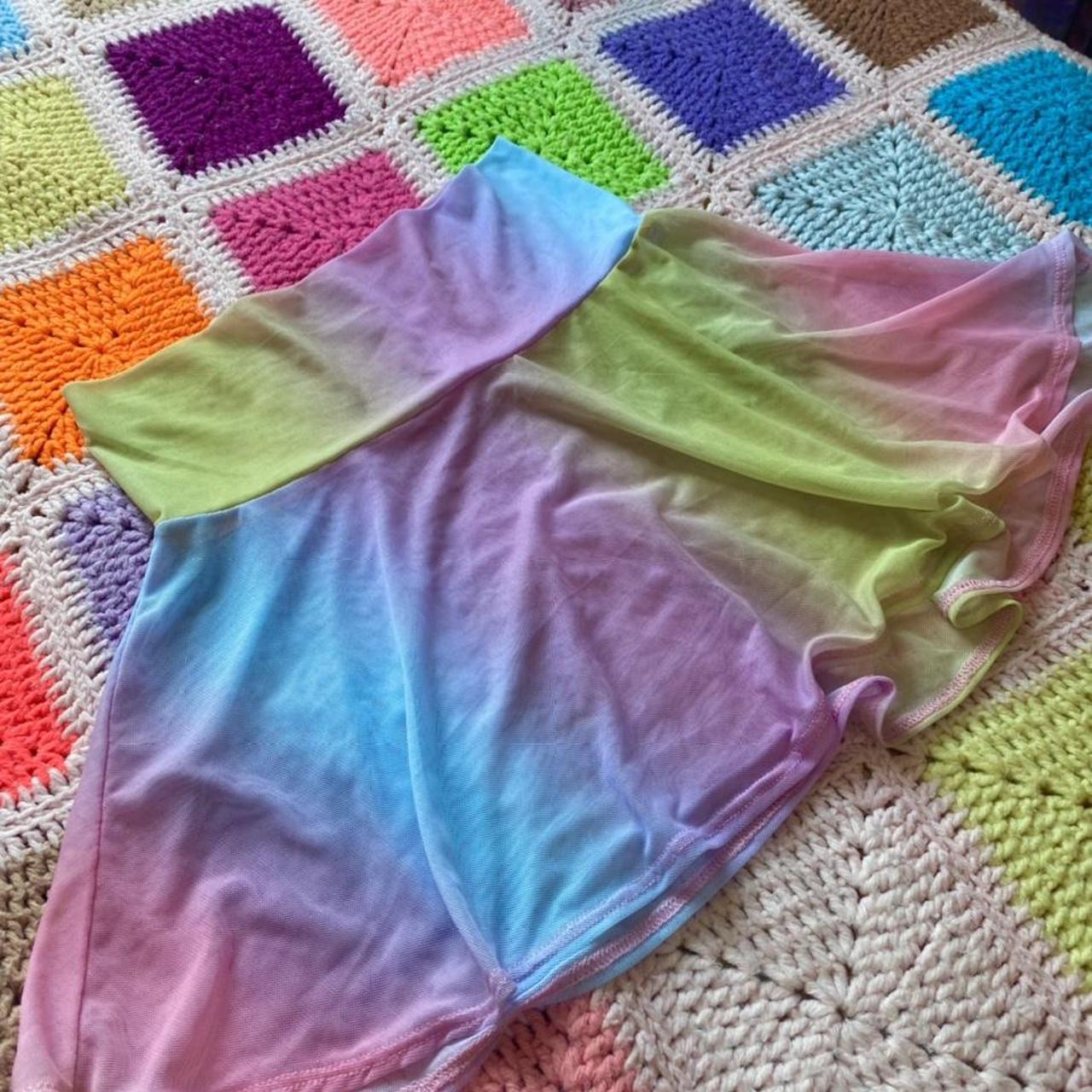Pastel rainbow stretch mesh mini skater skirt! The... - Depop
