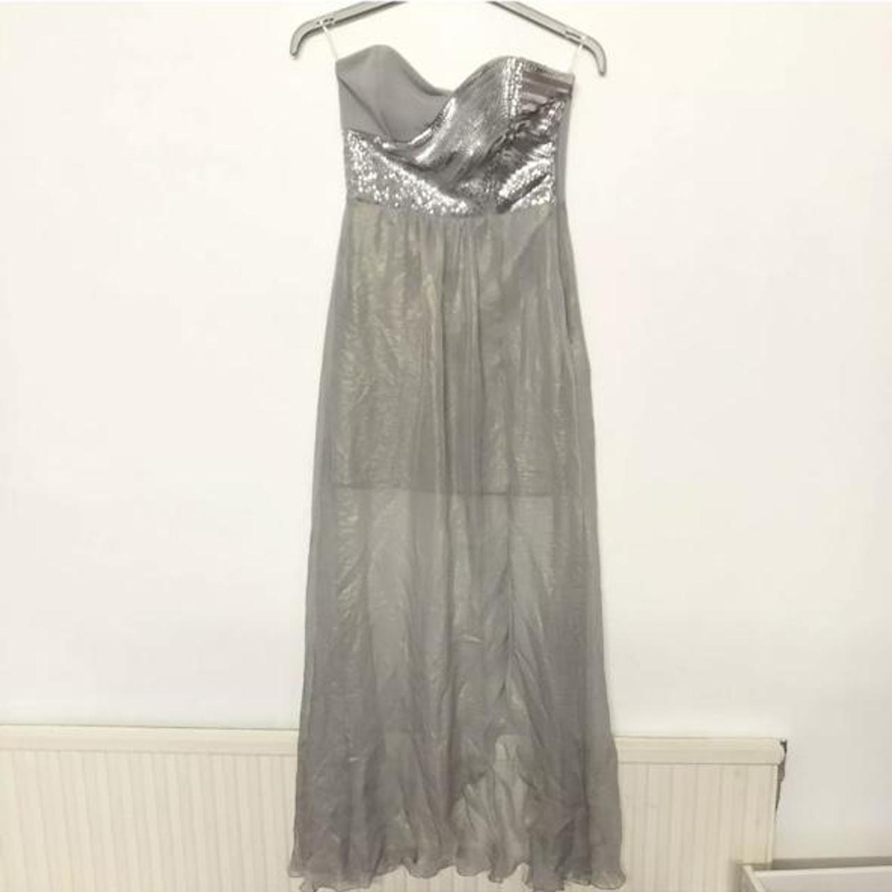 Lipsy maxi prom dress / occasion dress Silver With... - Depop