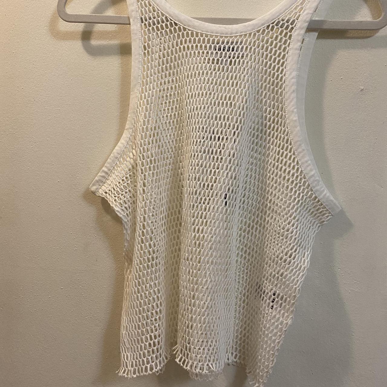 White play net tank top Never worn, never wash but... - Depop