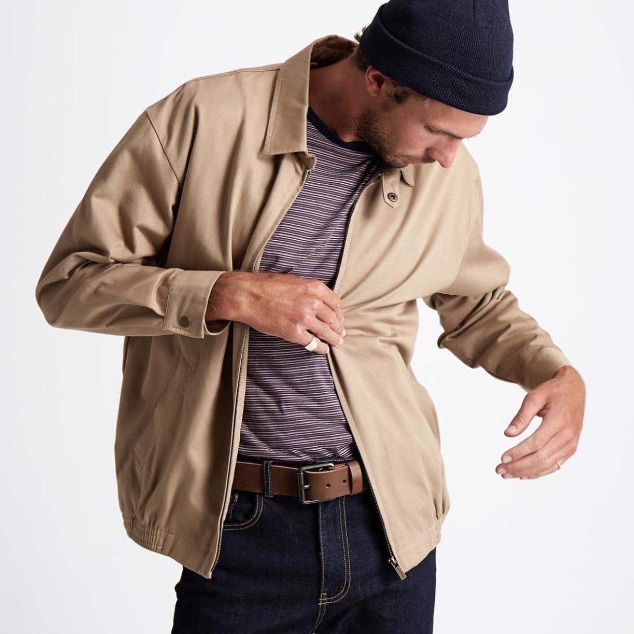 •MR. SIMPLE TAN HARRINGTON JACKET• Mens medium (fits... - Depop