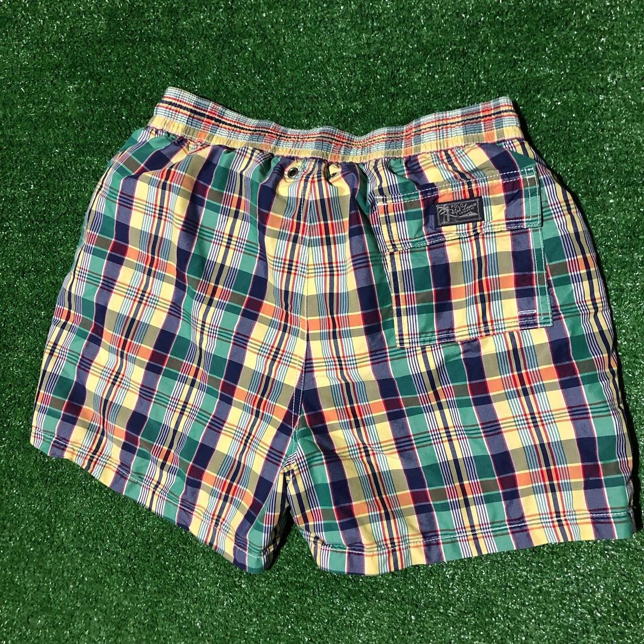 Polo by Ralph Lauren Plaid swim trunks size M - Depop