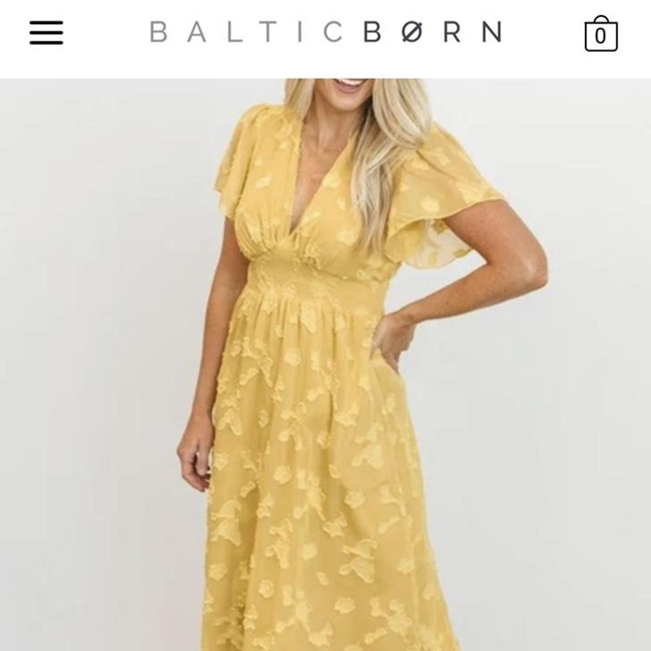 Baltic Born - Mustard June Smocked Midi Dress I am... - Depop