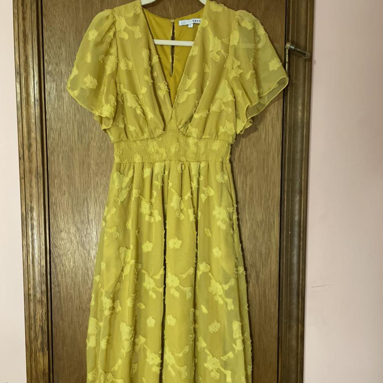 Baltic Born - Mustard June Smocked Midi Dress I am... - Depop