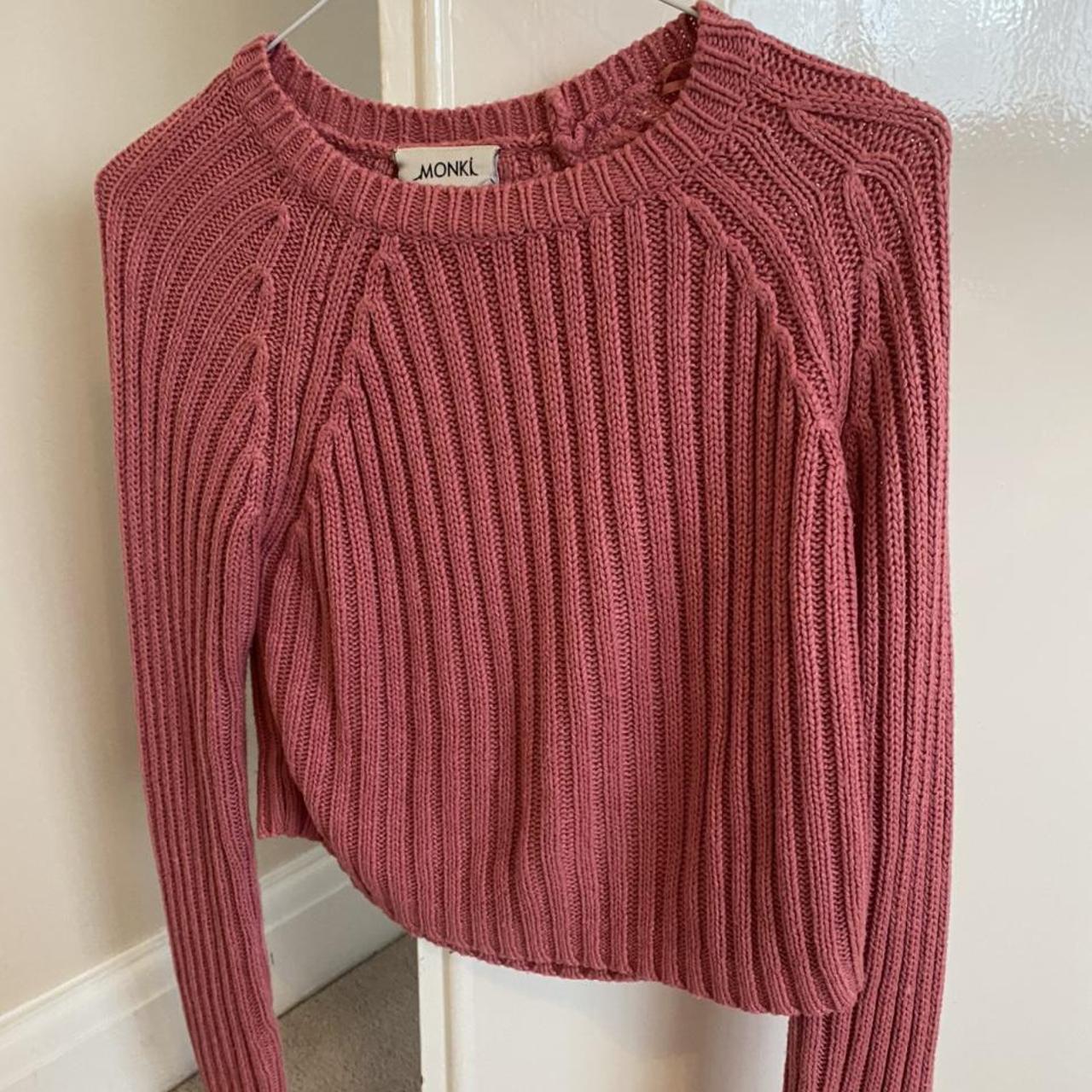 MONKL - ASOS Pink V Cosy Cable Knit Size XS Worn... - Depop