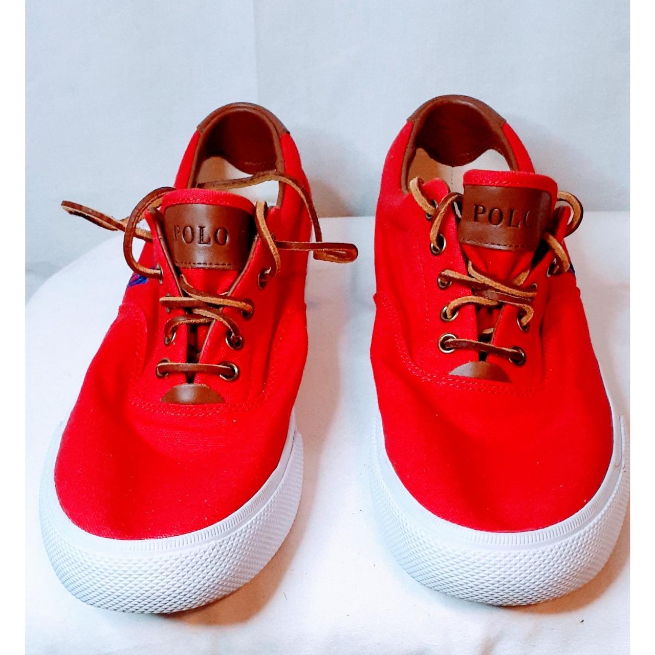 Ralph Lauren red polo sneaker men size 14D... - Depop