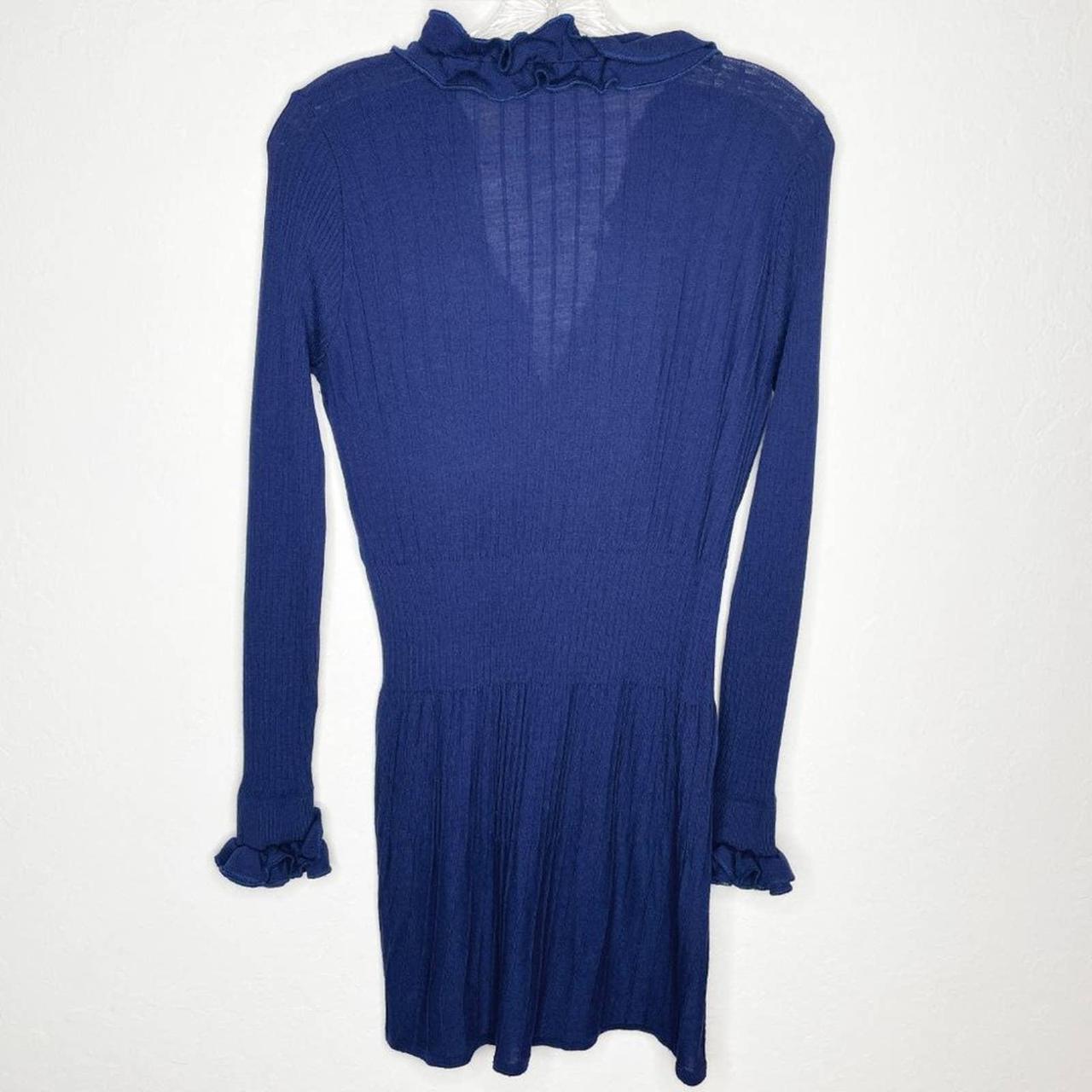 Anne Fontaine Paris Navy Blue Wool Signature Ruffle... - Depop