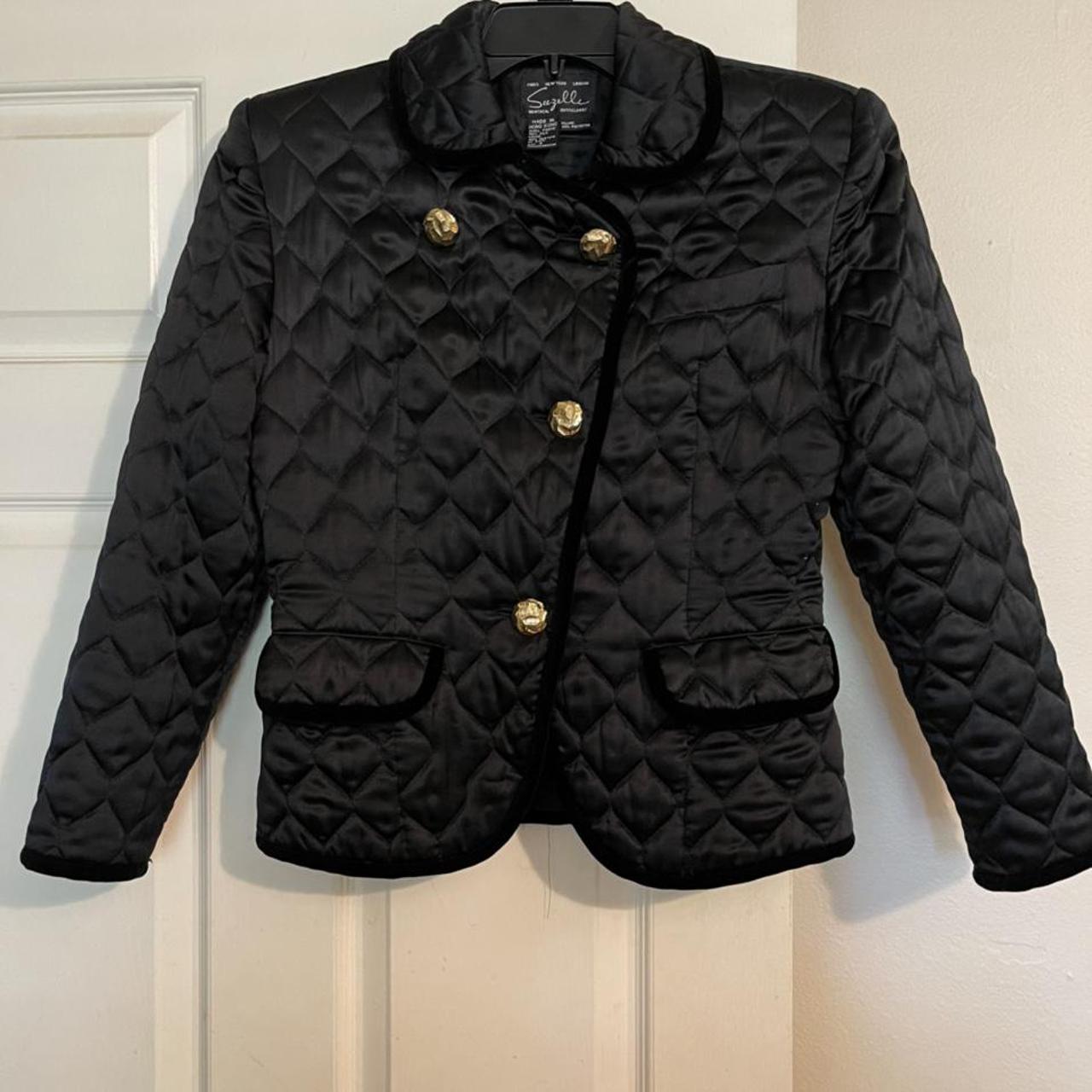 Gorgeous Suzelle black silk jacket with velvet trim. - Depop