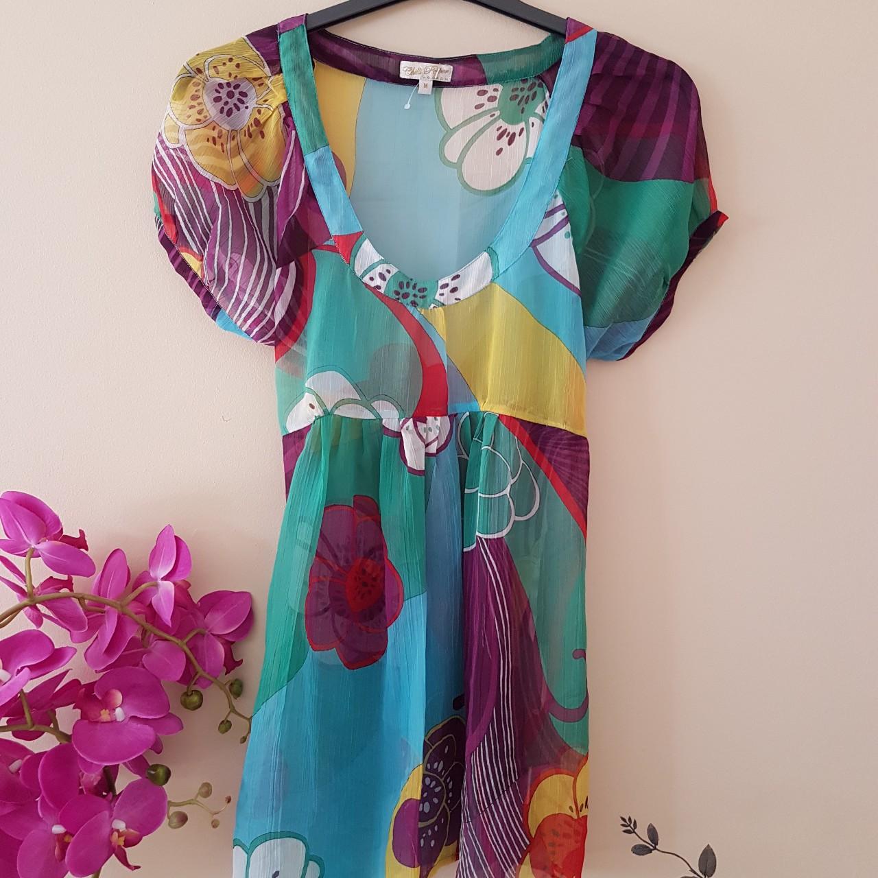 Funky retro bohemian longline tunic top. Floaty... - Depop