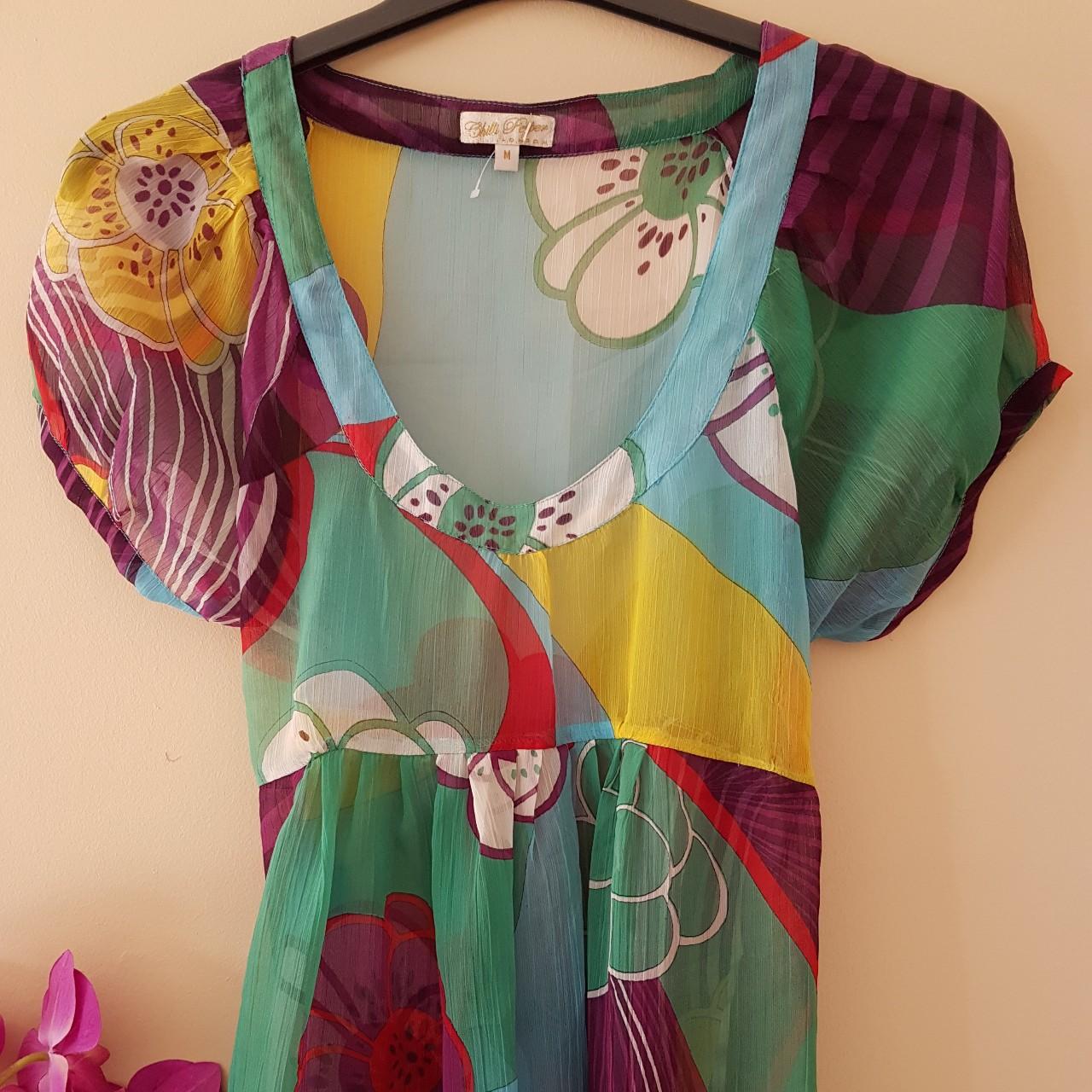 Funky retro bohemian longline tunic top. Floaty... - Depop