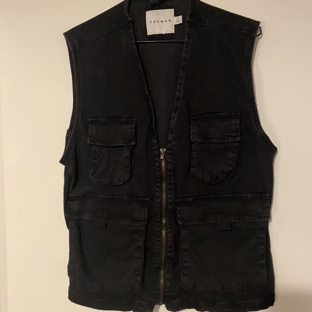 🛑 topman cargo vest 🛑 denim like material 🛑 never... - Depop