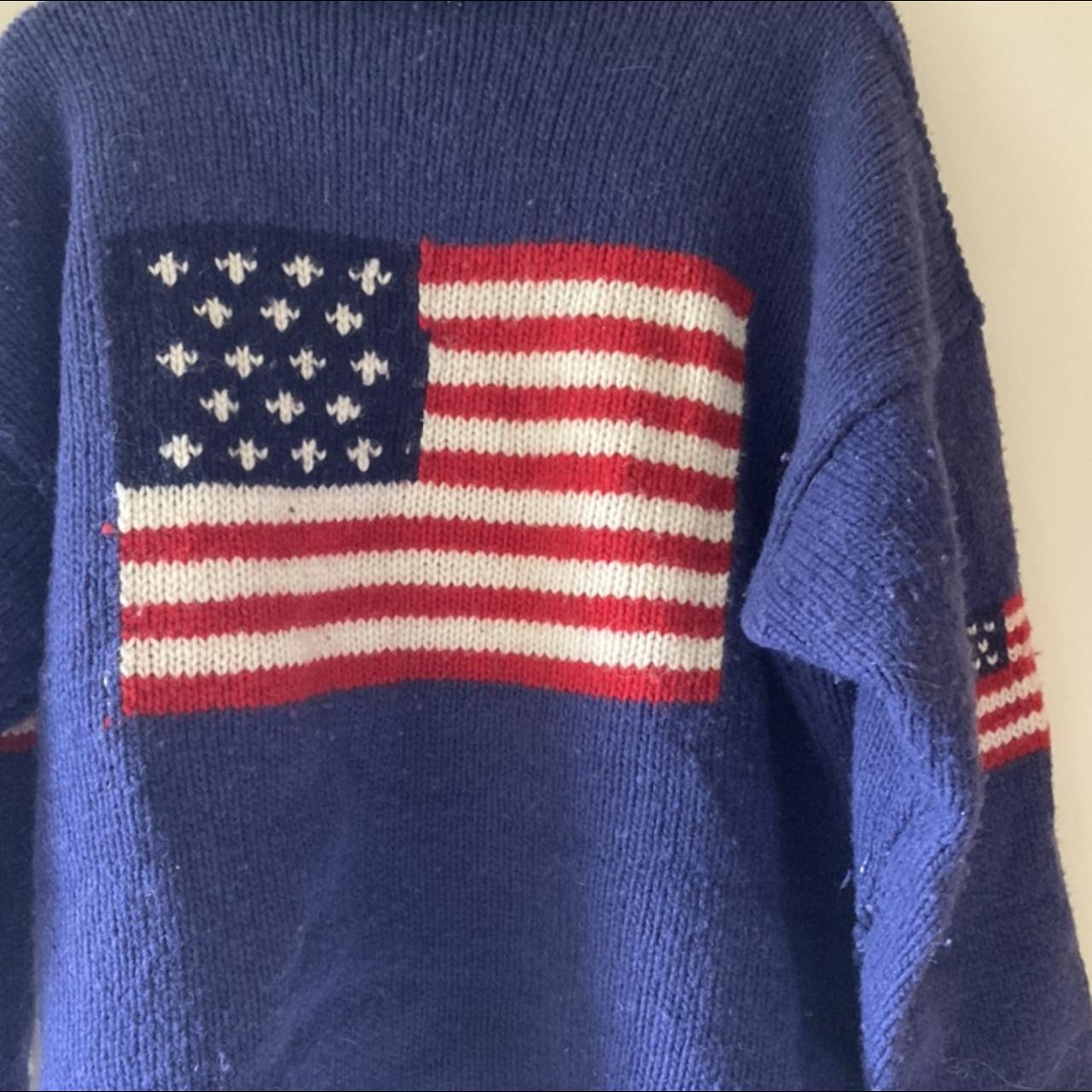 vintage hand knitted jumper USA American flag RL - Depop