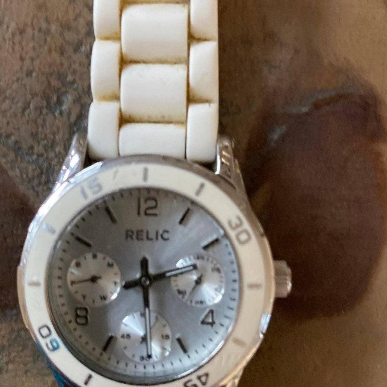 Relic by Fossil Watch, white silicone band,... - Depop