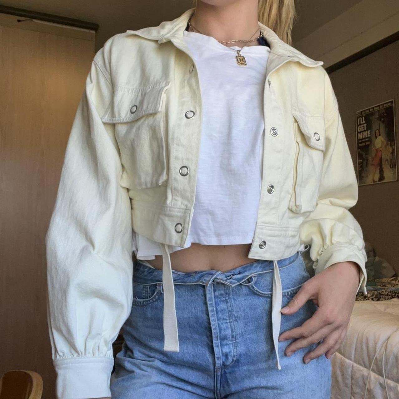BDG pale yellow cropped denim jacket Perfect... - Depop