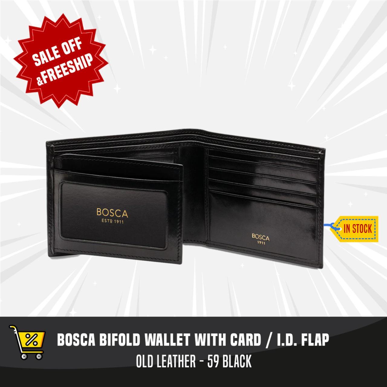 BOSCA Bifold Wallet With Card / I.D. Flap With an... - Depop