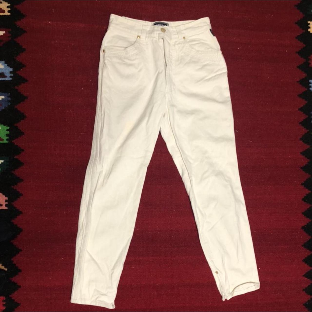 VINTAGE VERSACE COUTURE JEANS Cream / off-white... - Depop