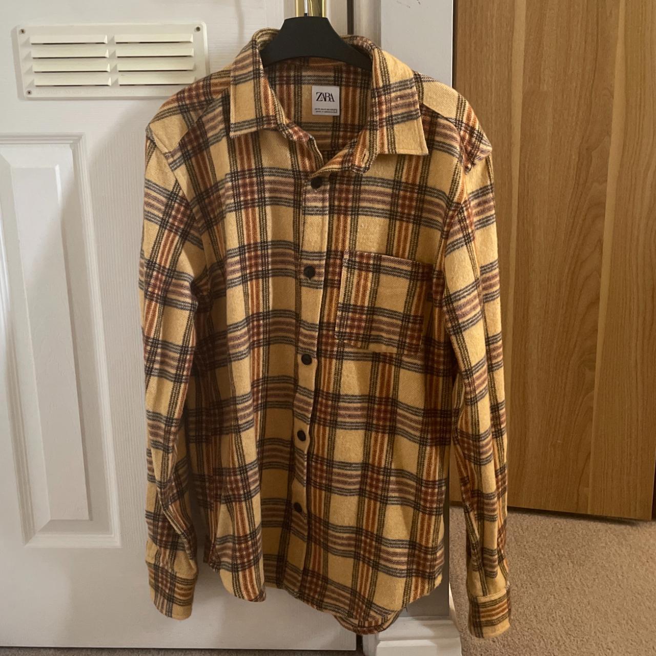 Zara chequered yellow overshirt. Nice piece, not a... - Depop