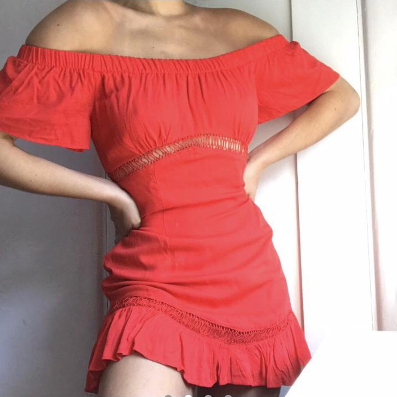 Off the shoulder cherry red dress *Re-selling Depop... - Depop