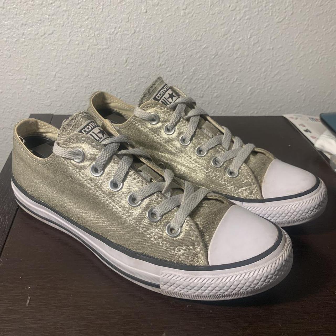 Converse CT All Star Lift Ox Low Top Platform Gold... - Depop