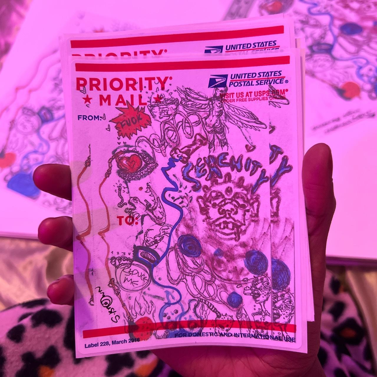 ‘searching for serenity’ usps sticker these... - Depop