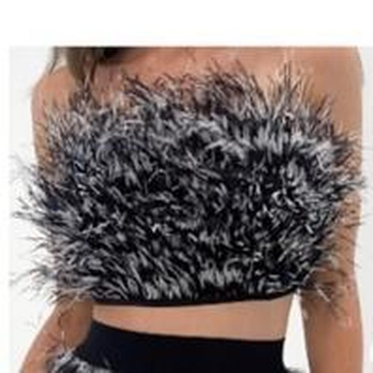 Ostrich feather top, worn once - Depop