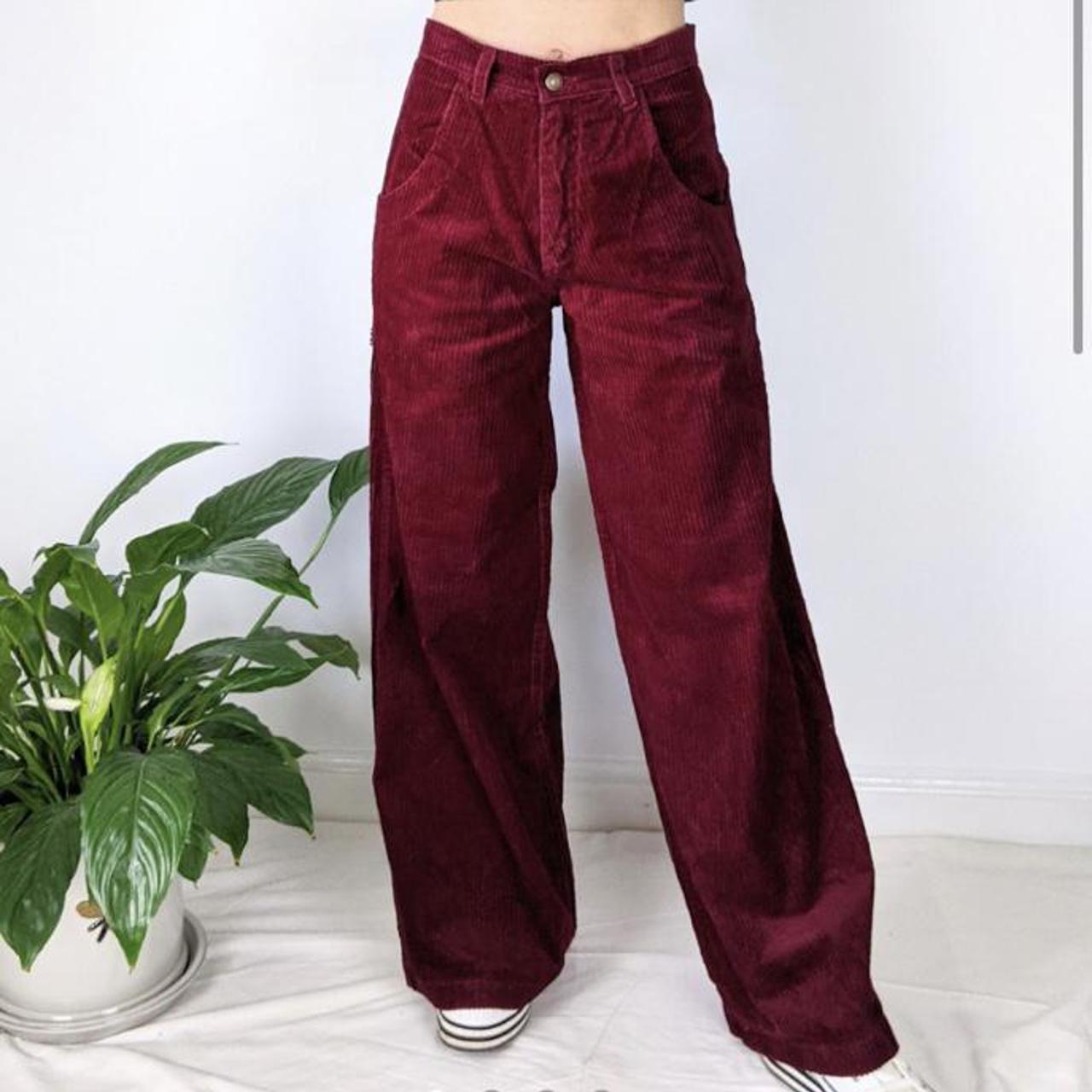 Photos from previous seller- red corduroy wide leg... - Depop