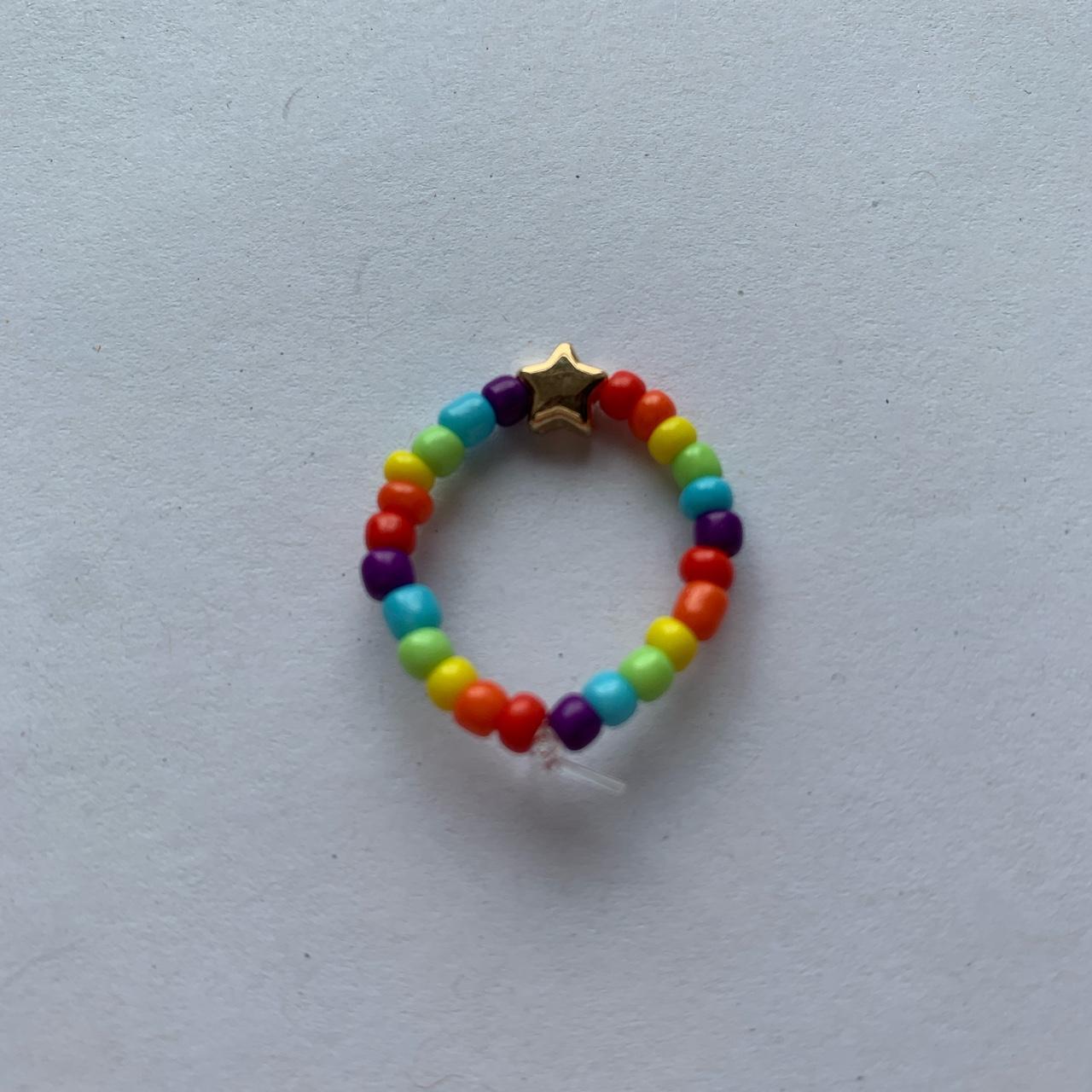 x1 Rainbow and gold star beaded ring. 🌈💕 Handmade... - Depop