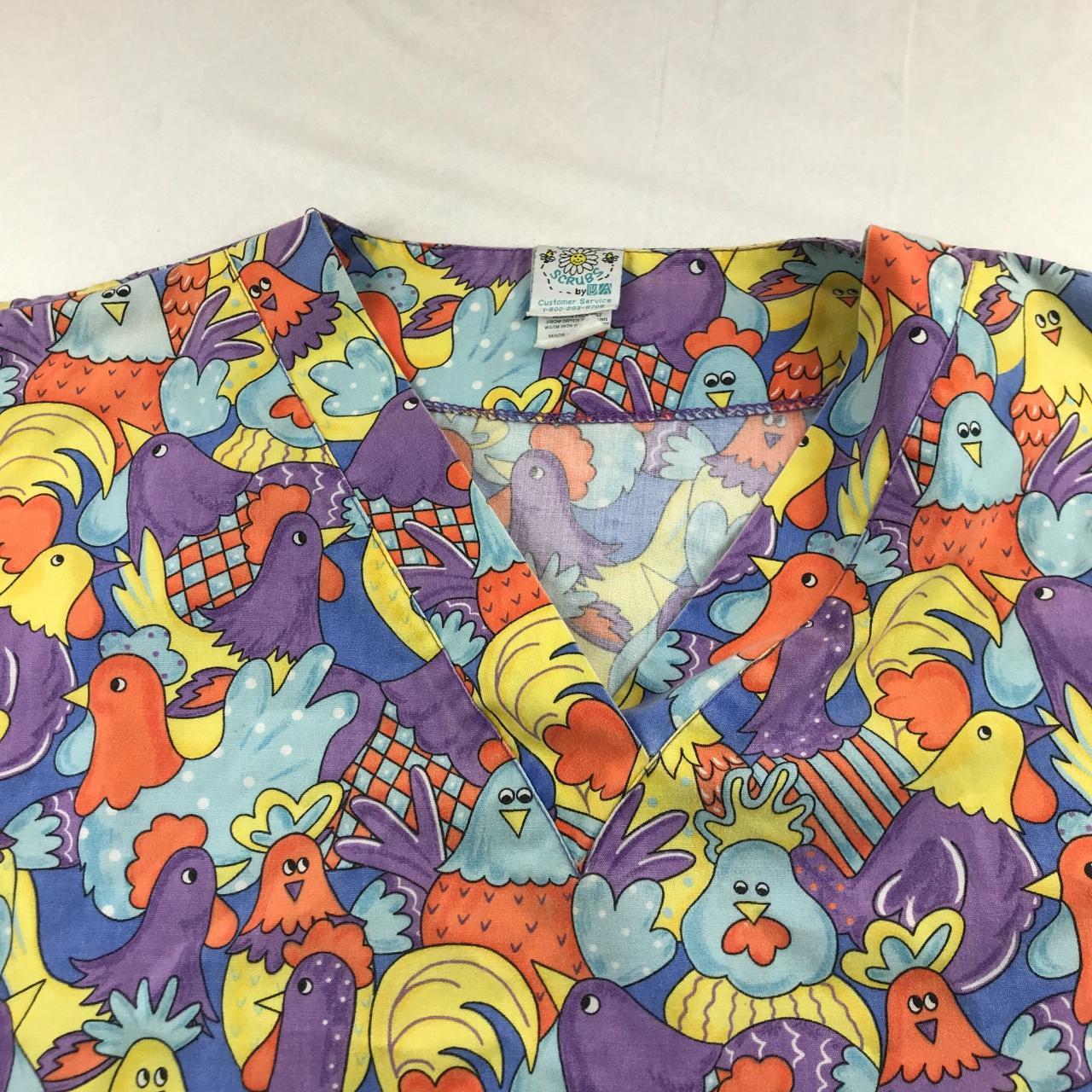 Happy Scrubs By UA Scrub Top Size M Roosters Hens... - Depop