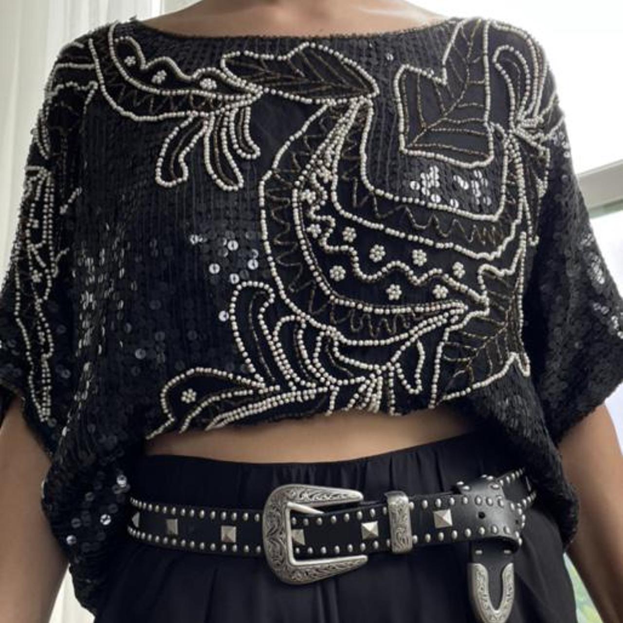 VTG beaded top Vintage beaded sequined top in... - Depop