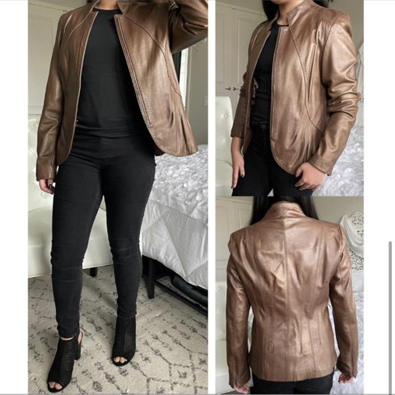 Rich bronze brown leather jacket with seams that... - Depop
