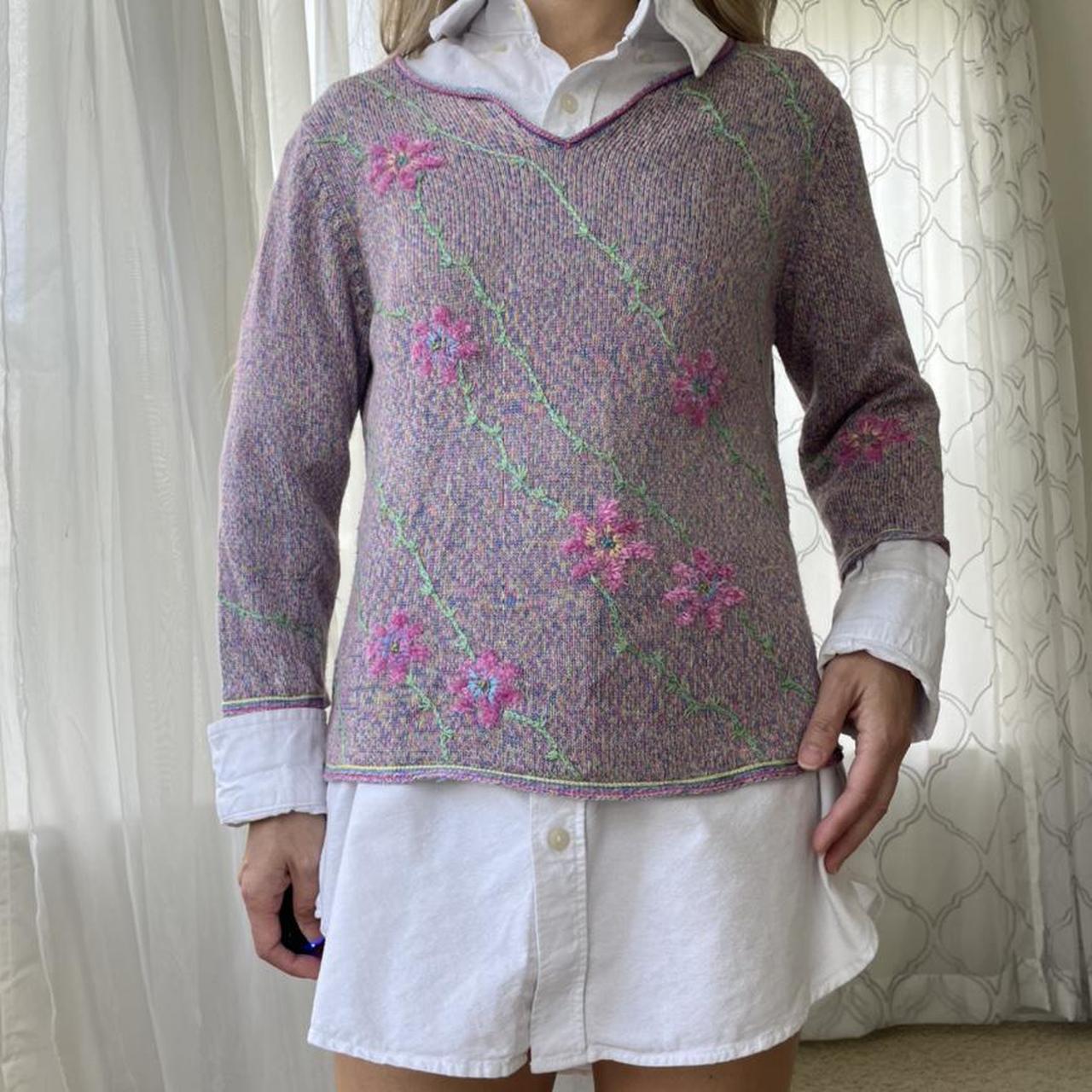 A truly y2k designer knitted grandma sweater with... - Depop