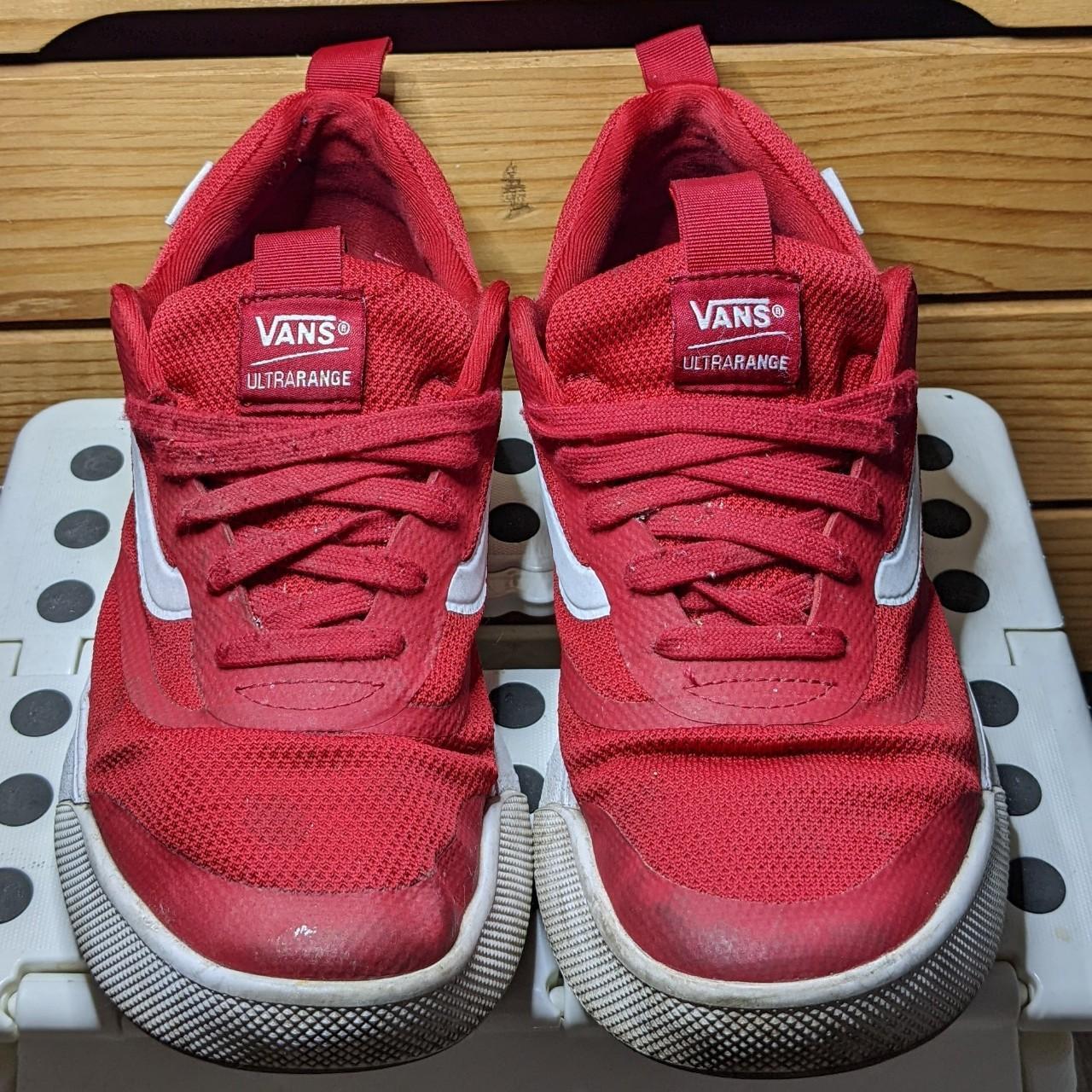 ULTRARANGE Red, with white flash Vans... - Depop