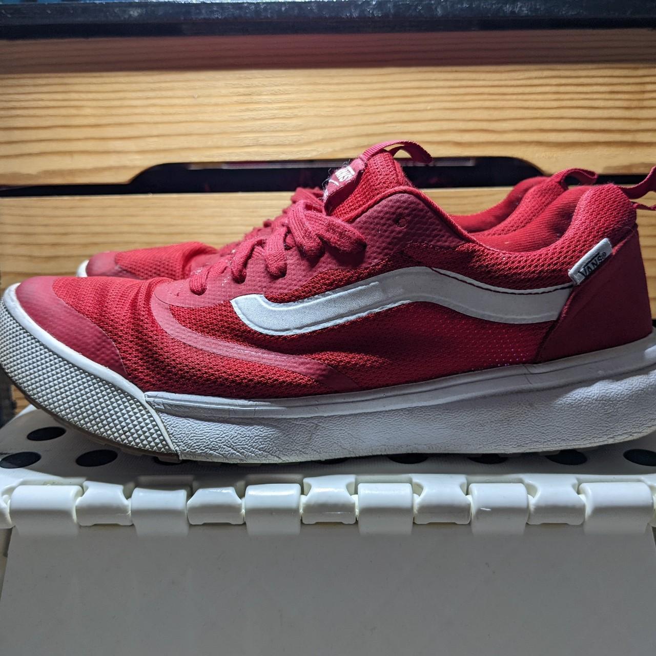 ULTRARANGE Red, with white flash Vans... - Depop