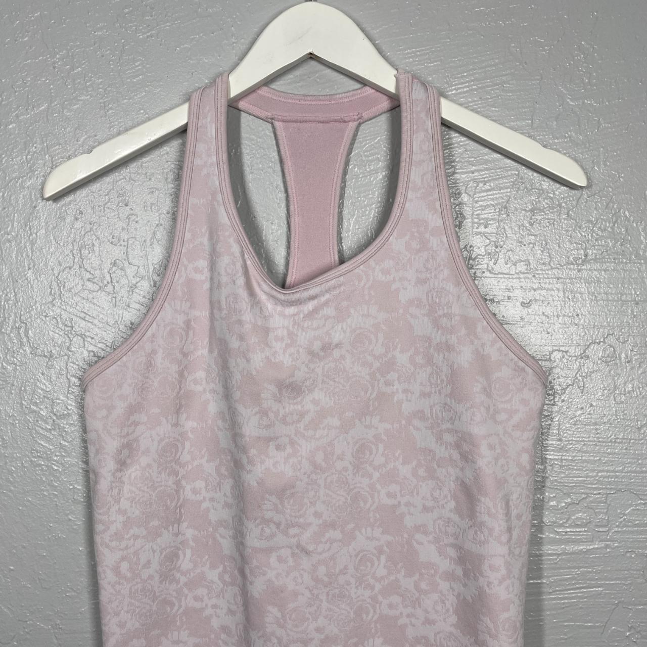 Fabletics Women's Pink and White Vest | Depop