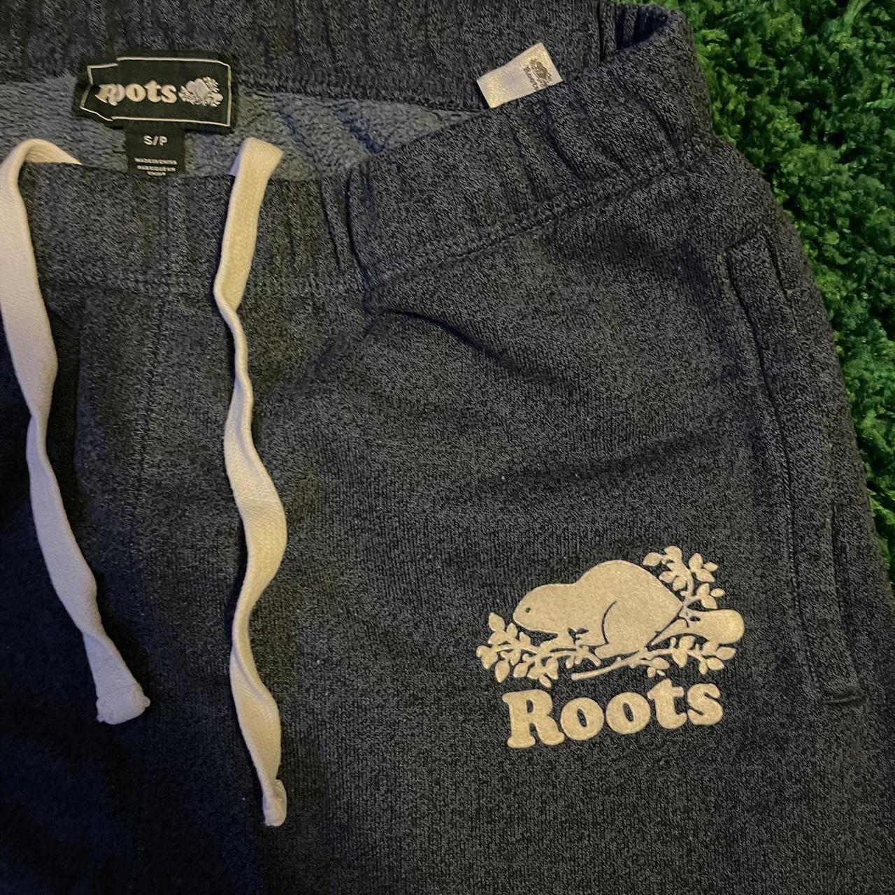 Roots navy blue sweatpants Size S Used, great... - Depop
