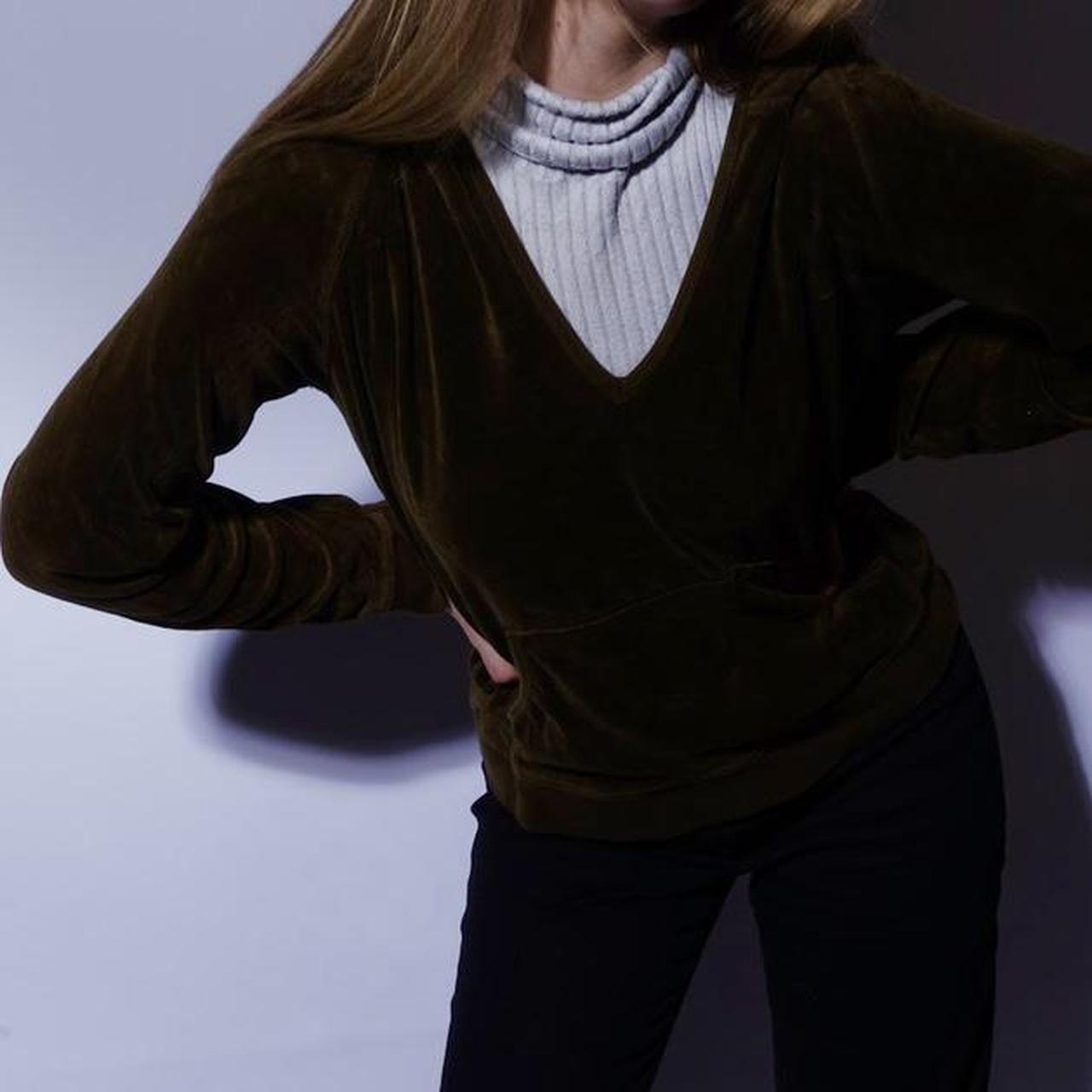 Green velvet/velour vintage mossimo fairycore hoodie... - Depop