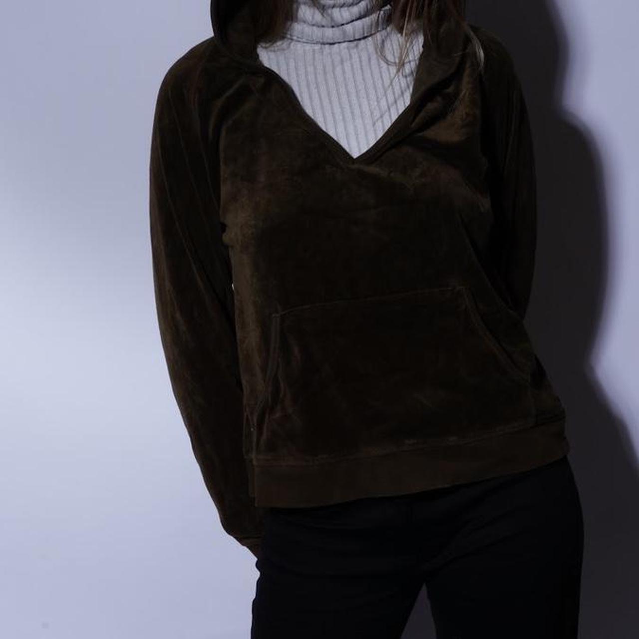 Green velvet/velour vintage mossimo fairycore hoodie... - Depop