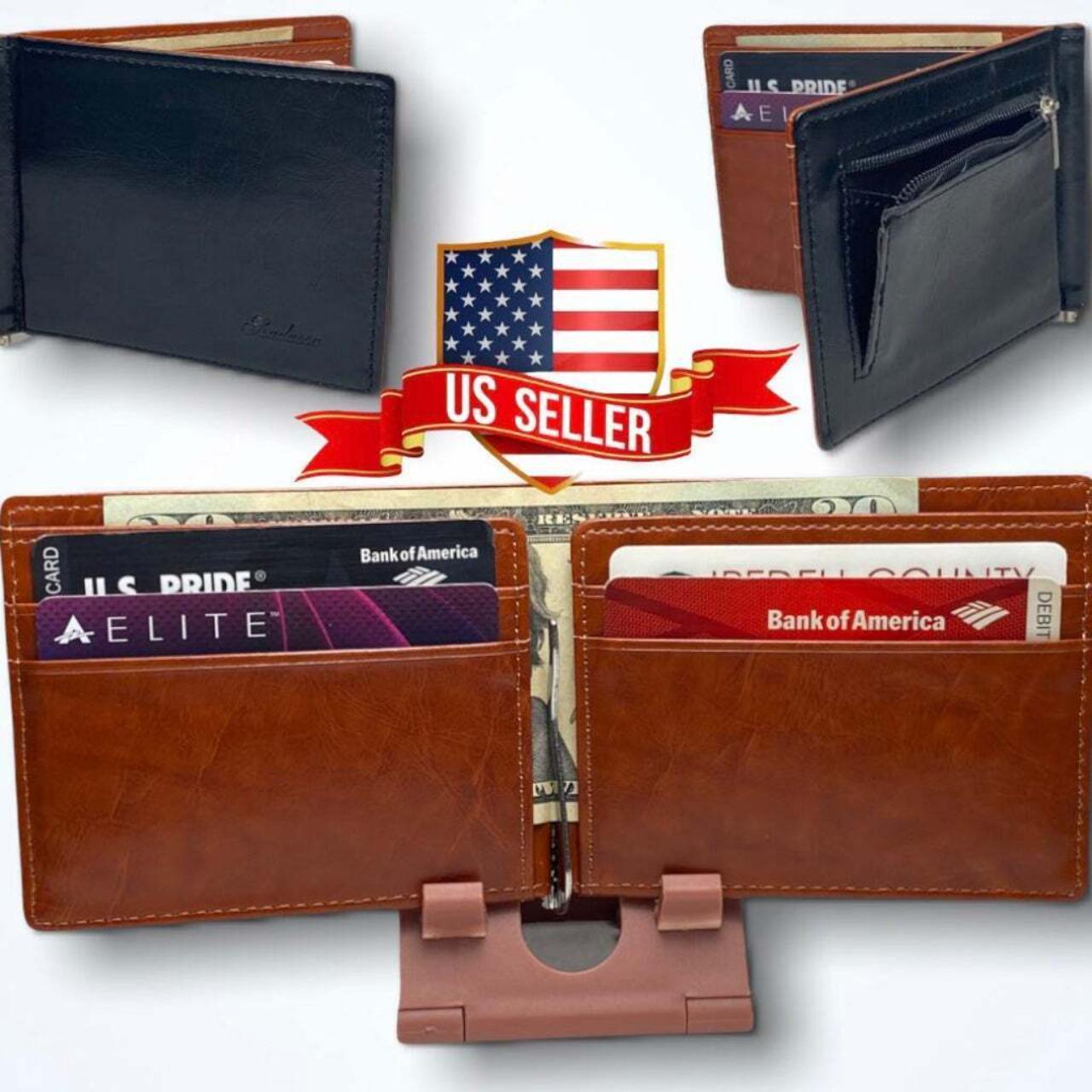 Men’s Money Clip Coin Pocket Card Slots Metal Clamp... - Depop