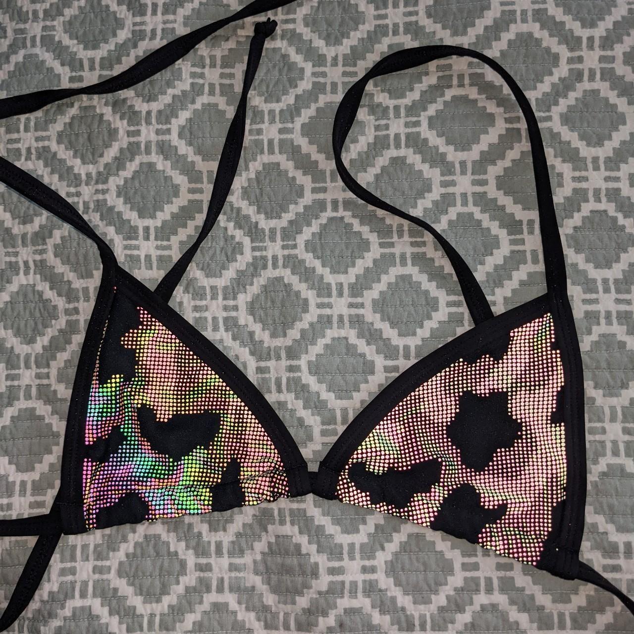 freedom rave wear flash aura reflective bikini top... - Depop