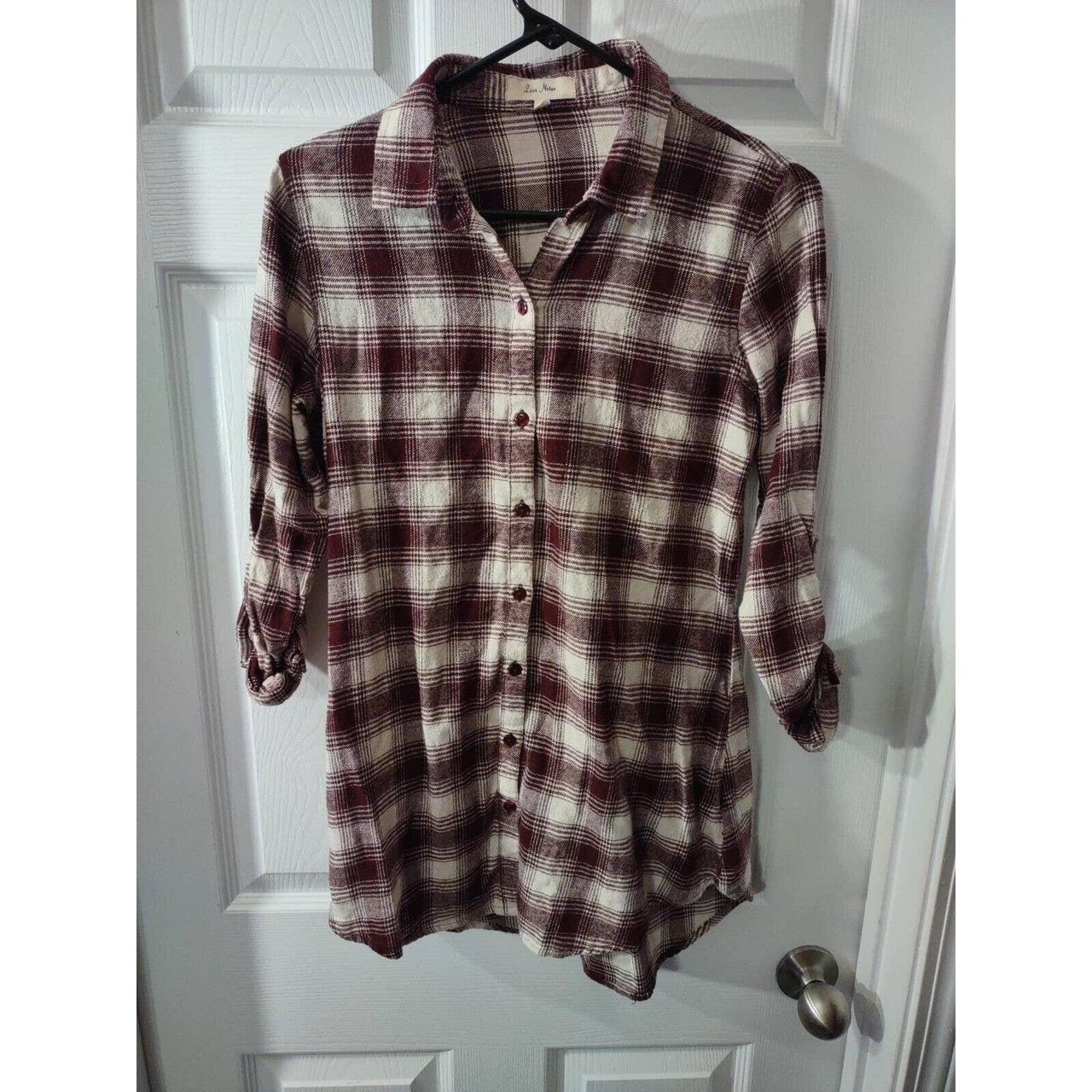 Love Notes Top Size S Burgundy And White Plaid... - Depop